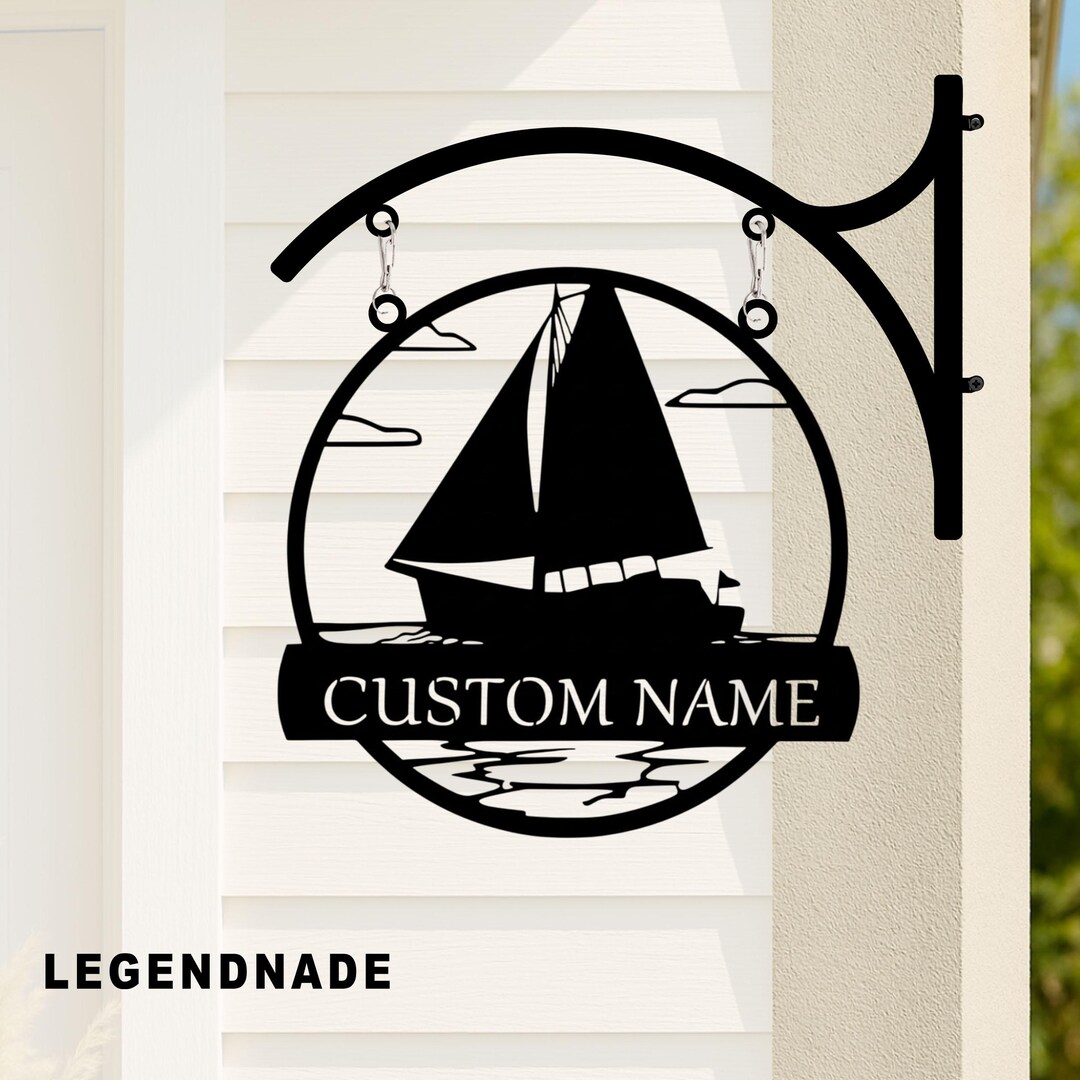 Custom Sailboat Metal Hanging Sign: Sailing Outdoor Sign, Boat House or ...