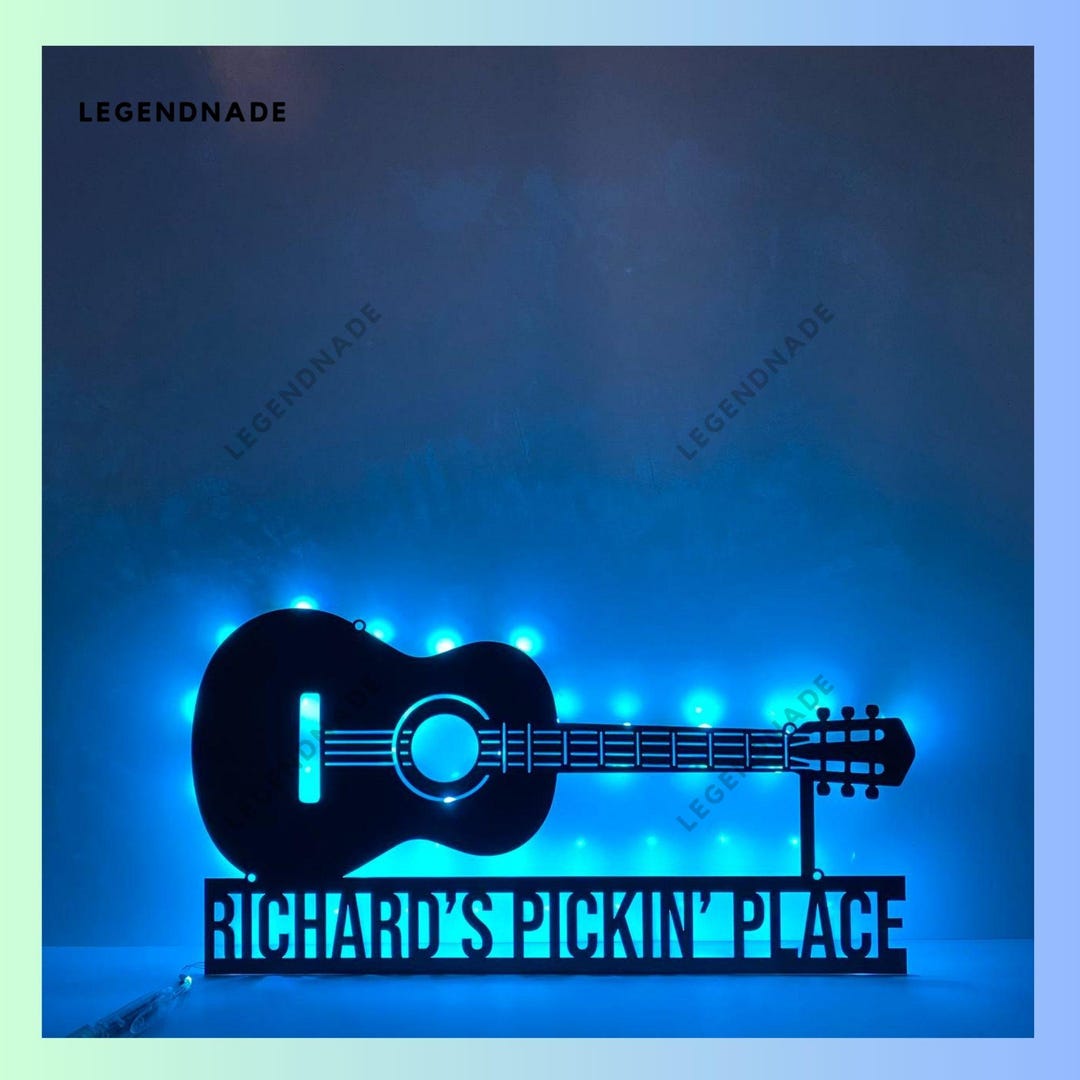 Personalized Guitar Metal Sign, Guitarist Metal Light, Musical ...