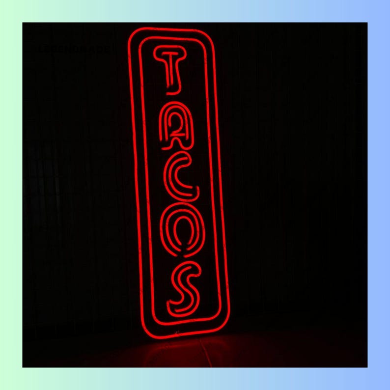 Tacos Neon Sign, Tacos Logo Led Sign, Mexican Taco Led Light, Mexican ...