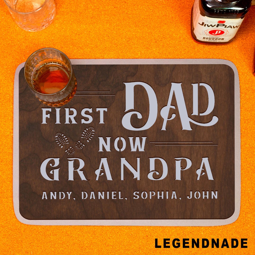 Personalized Grandpa & Dad Wooden Bar Mat, Custom Whiskey Wooden Bar ...