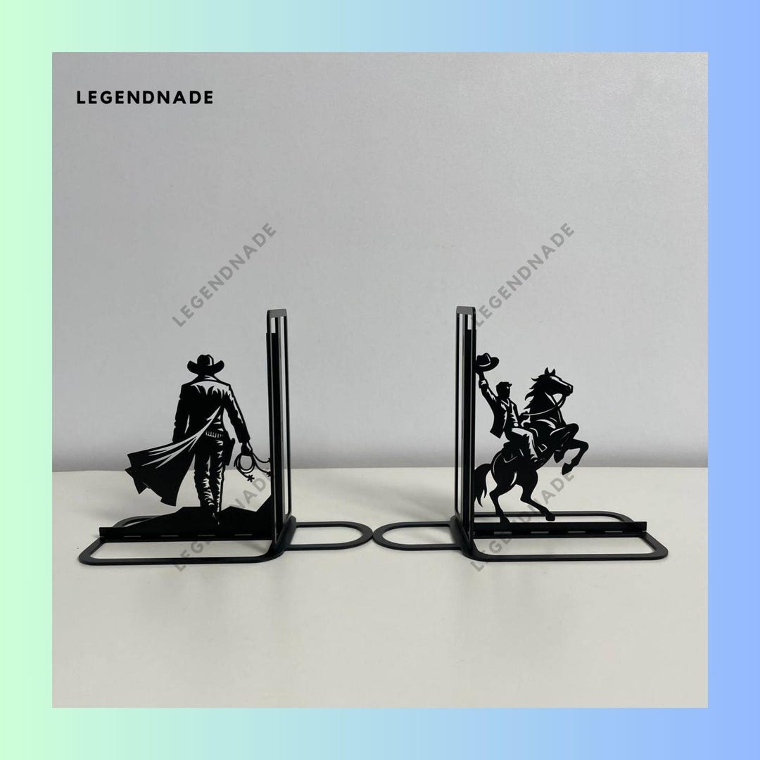 Personalized Western Cowboy Metal Bookend Cowboy Ride Horse Metal ...
