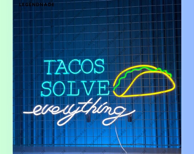 Unos Tacos O Que Neon Sign, Spanish Food Tacos Shop Led Neon Light ...