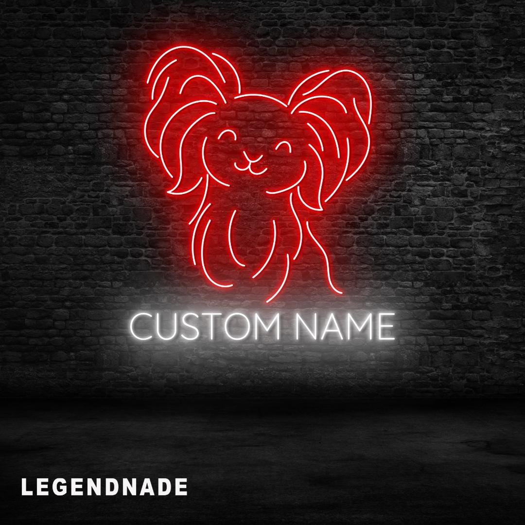 Personalized Name Papillon Neon Sign for Pet Shop Decor, Papillon Dog ...