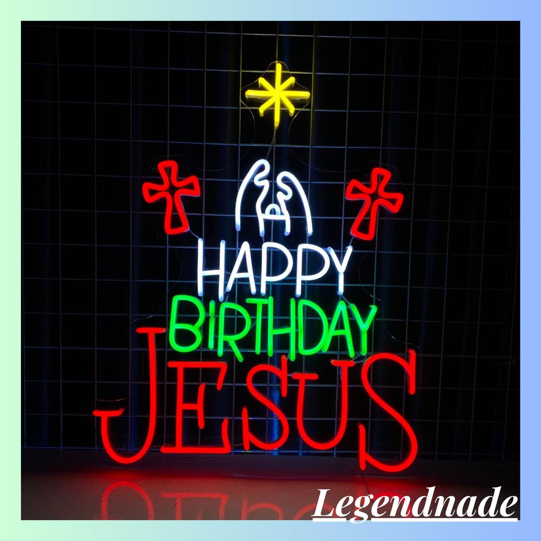 Happy Birthday Jesus Neon Sign Neon Sign, Merry Christmas Led Sign ...