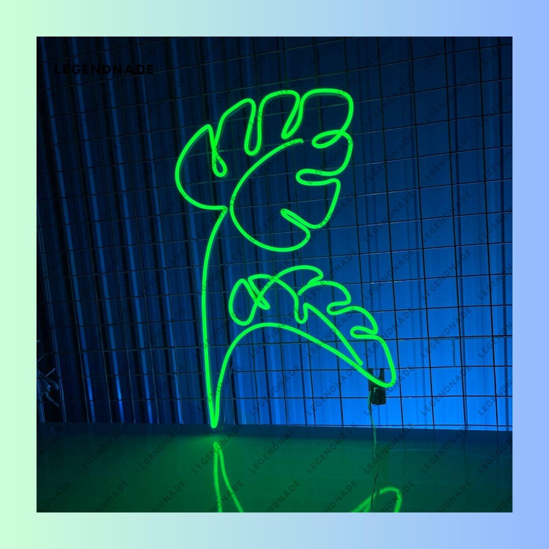 Monstera Leaf Neon Sign, Tropical Leaf Led Sign, Monstera Leaf Led ...