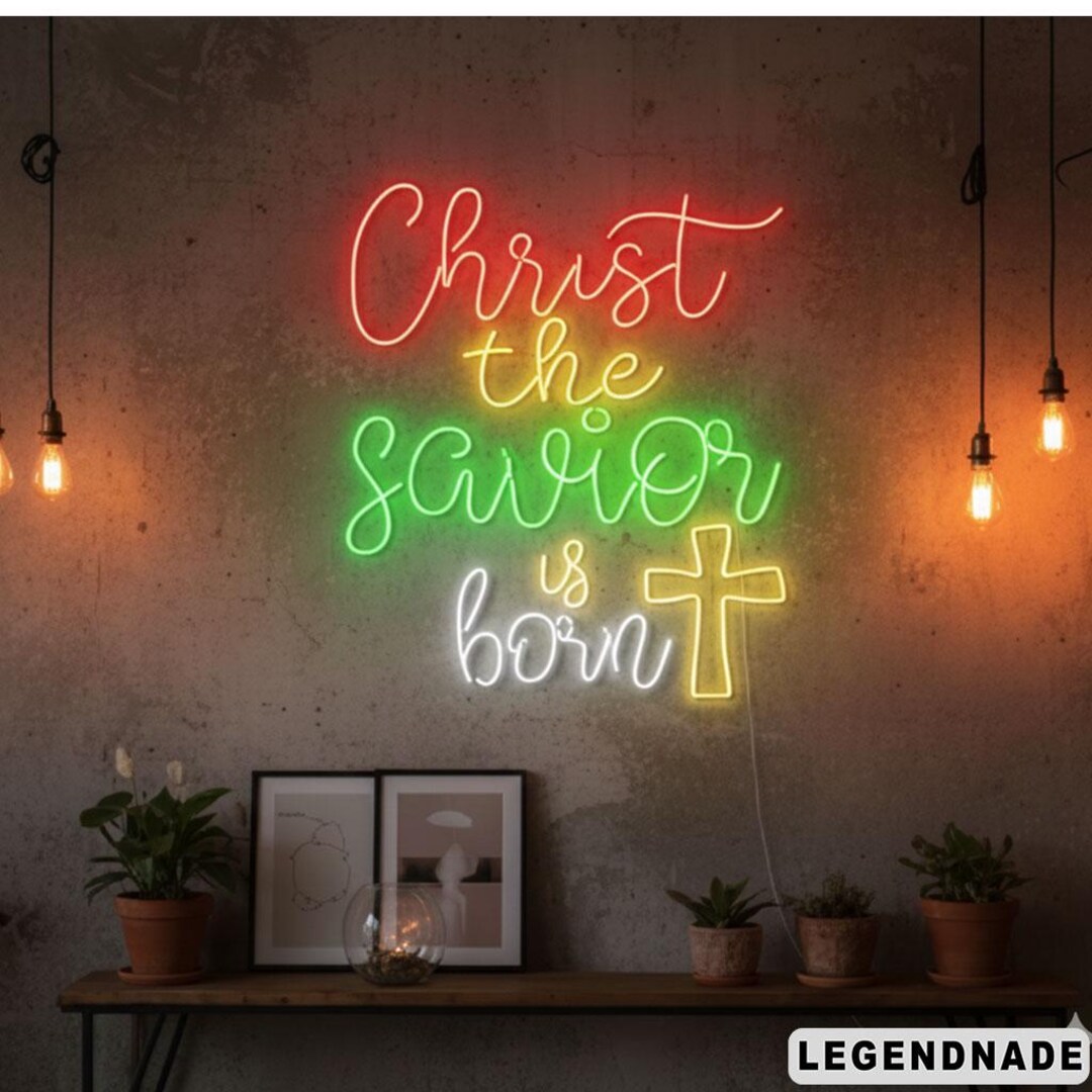 Christ the Savior is Born Neon Sign: Christian LED Light, Christmas ...