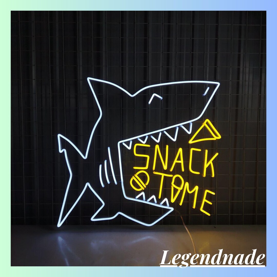 Shark Snack Time Neon Sign, Snack Time Led Sign, Shark Led Light, Shark ...