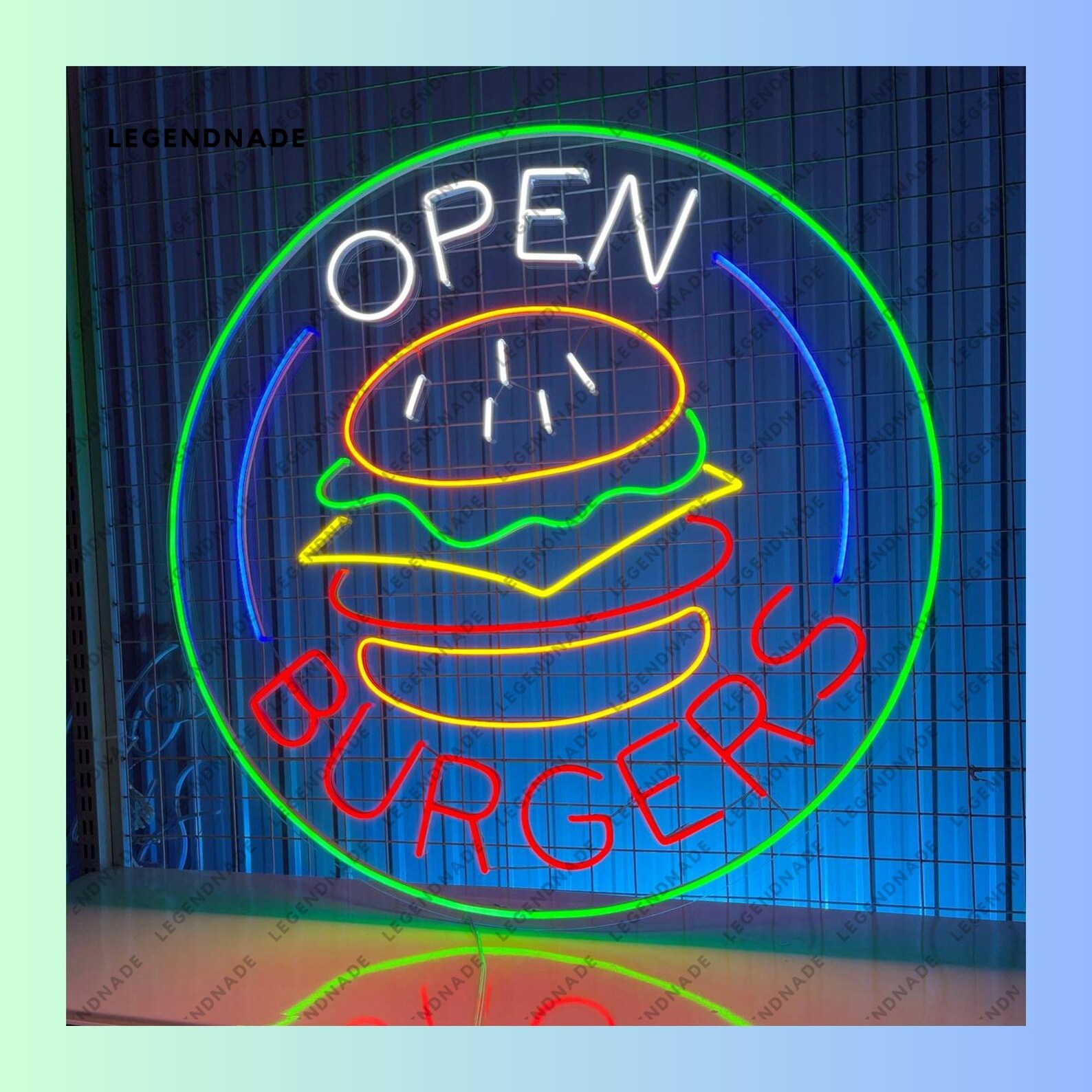Burger Neon Sign, Burger Food Led Sign, Burger Store Led Light, Burger ...