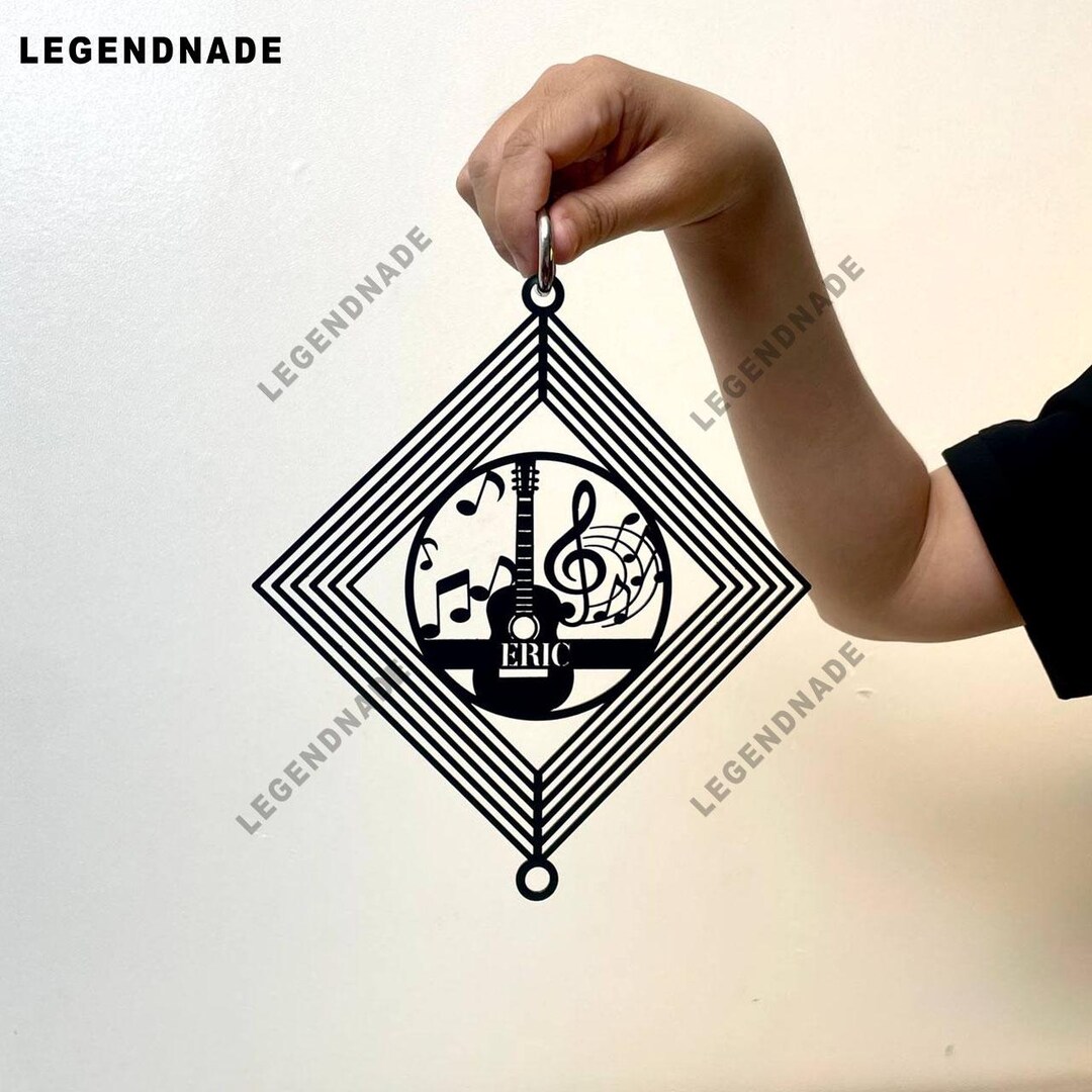 Personalized Guitar Wind Spinner, Custom Name Metal Garden Decoration ...
