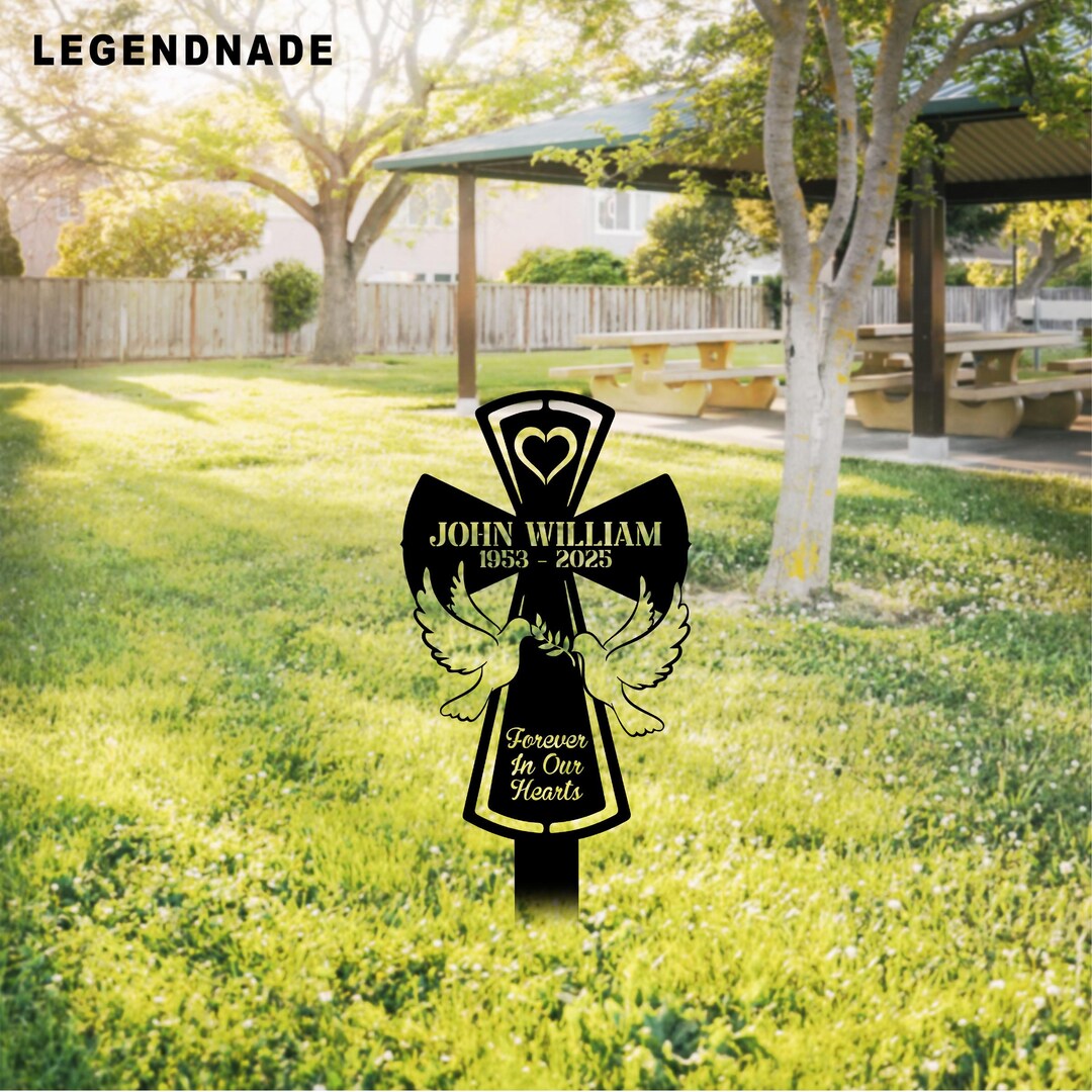 Personalized Memorial Garden Stake With Name, Memorial Cross Garden ...