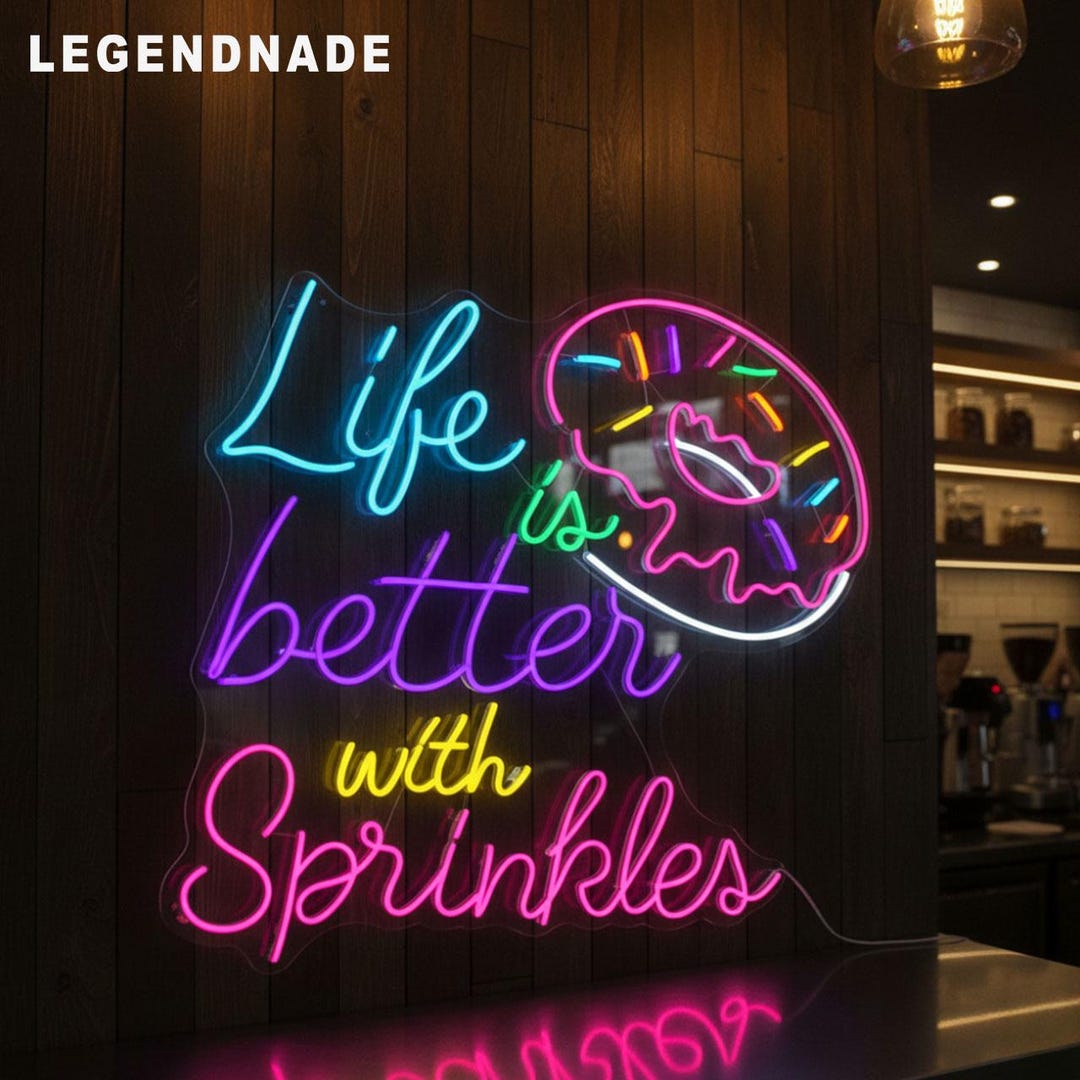 Life is Better With Sprinkles Neon Sign | Donut Shop Wall Decor ...
