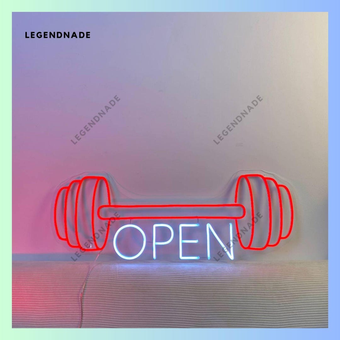 Gym Fitness Open Neon Sign, Gym Led Sign, Gym Barbell Led Light ...