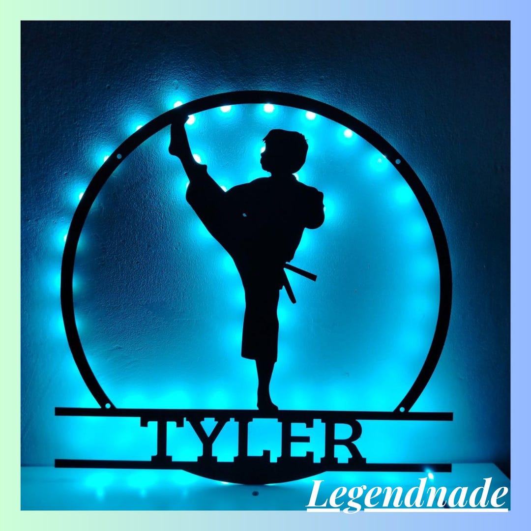 Personalized Boy Karate Martial Metal Sign, Karate Metal Led Light ...
