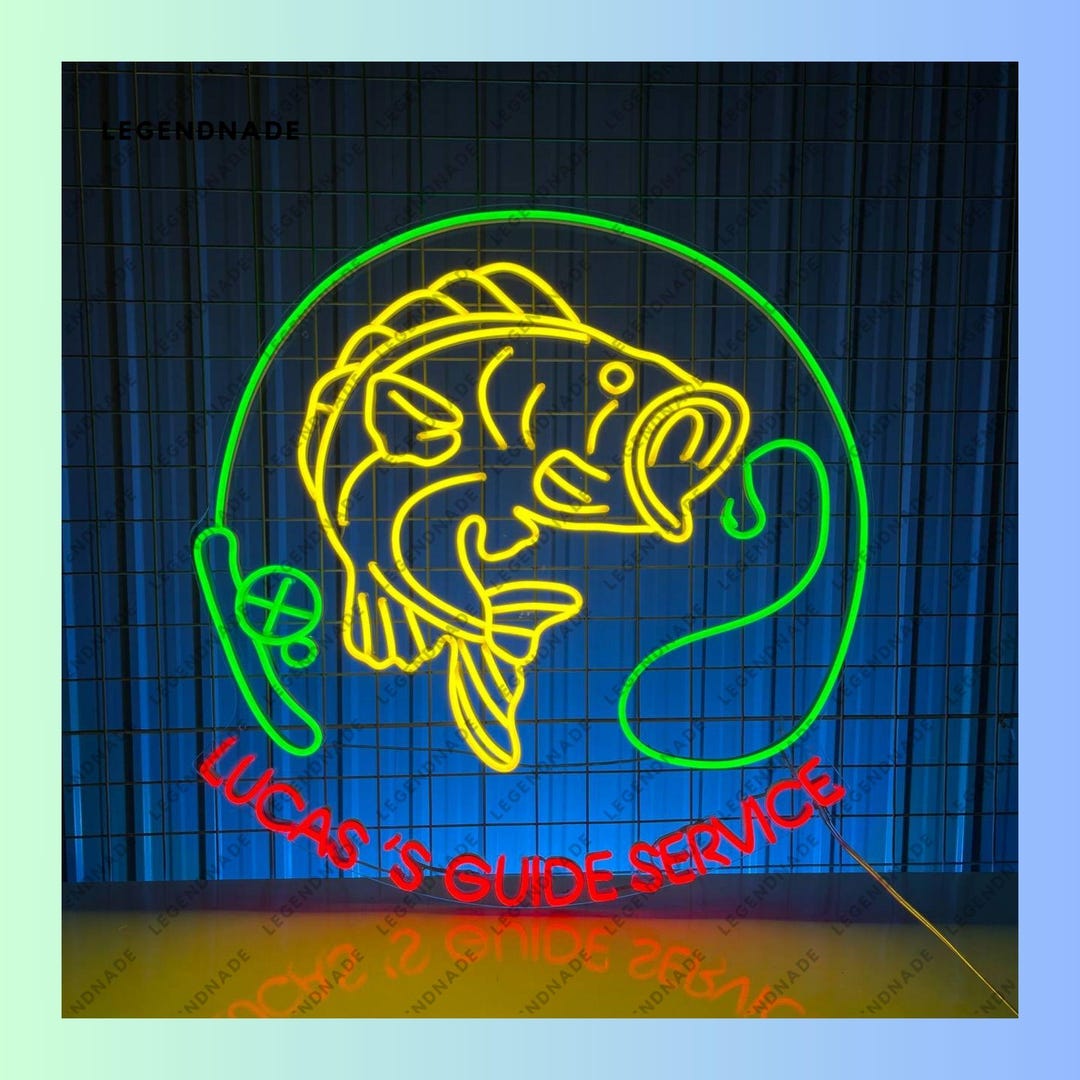 Fishing Neon Sign, Fishing Rod Led Sign, Fish Led Light, Fishing Neon ...