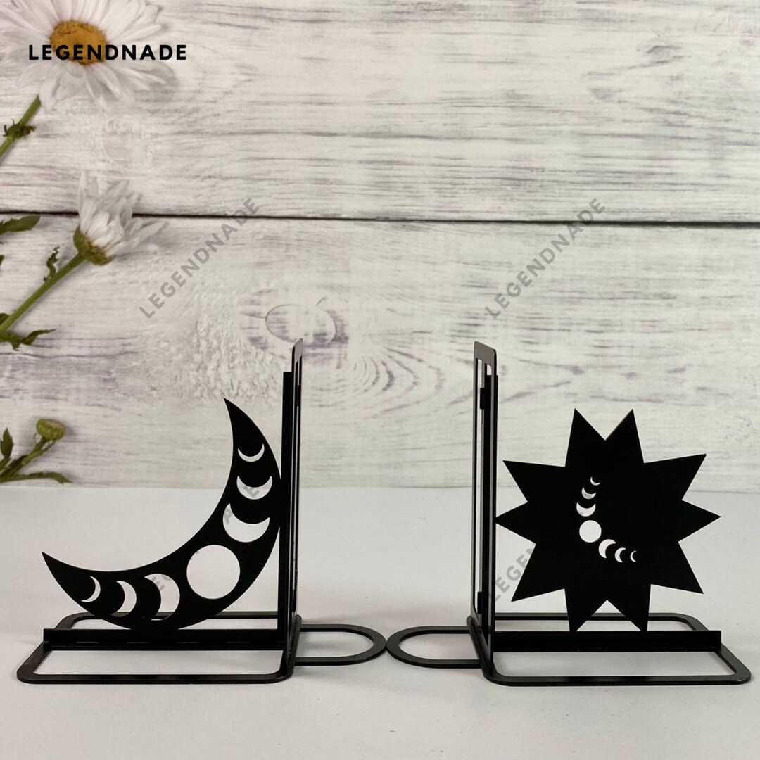 Personalized Moon and Sun Metal Bookend, Moon Sun Metal Bookends ...