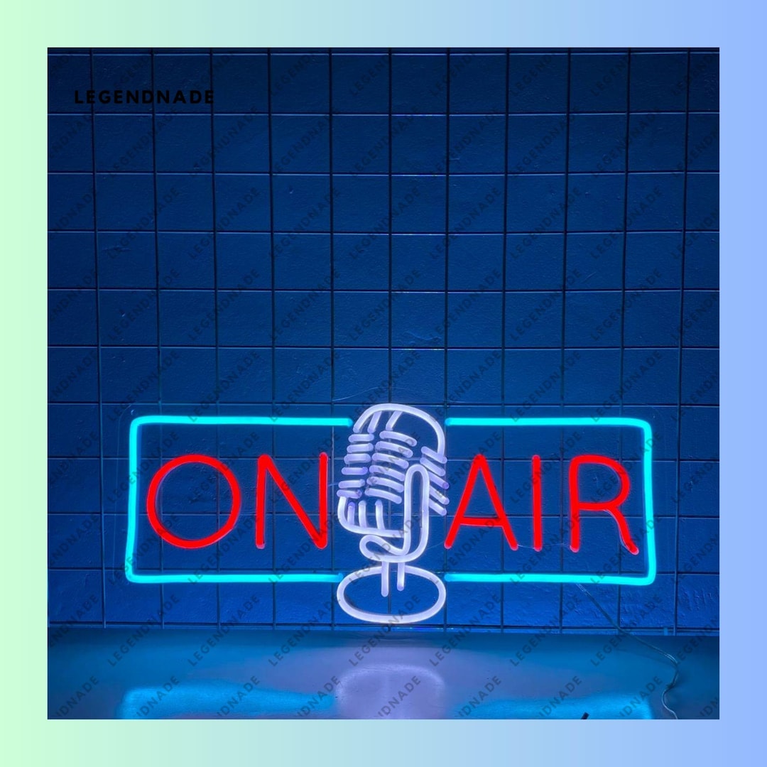 On Air Neon Sign, Microphone Led Sign, Record Studio Led Light, Podcast ...