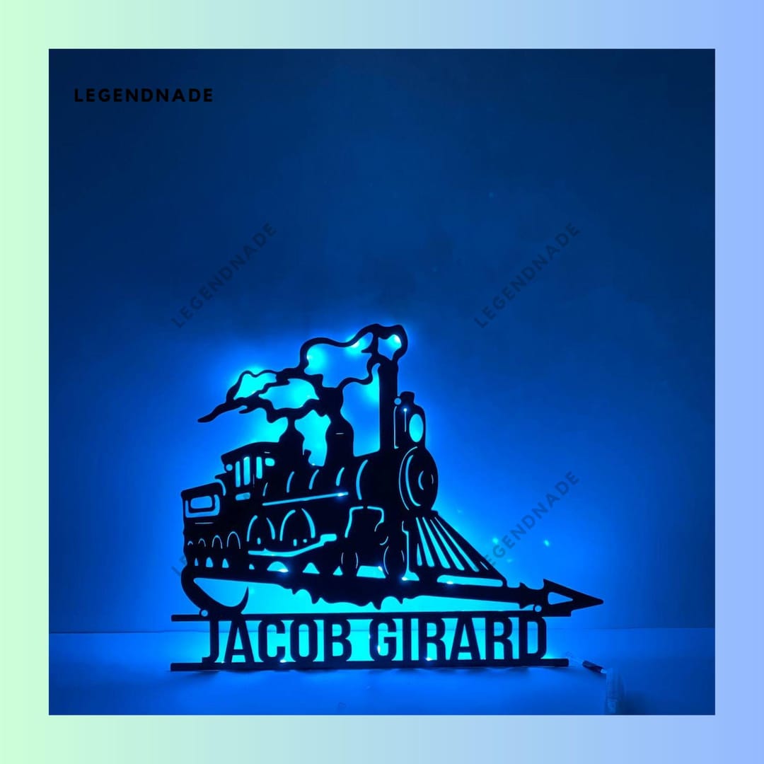 Personalized Steam Engine Train Metal Sign, Steam Train Metal Light ...