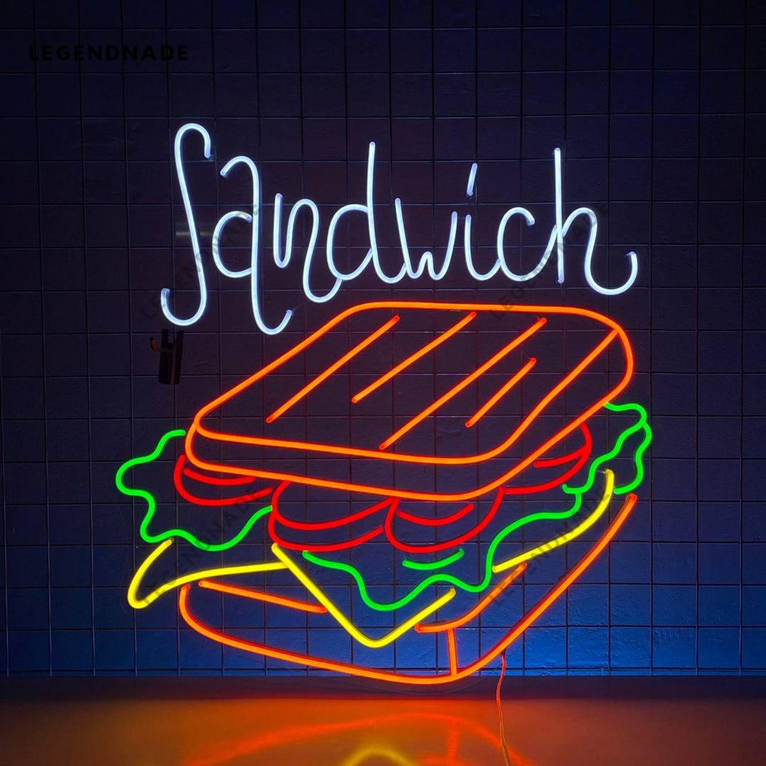 Sandwich Neon Sign, Sandwiches Led Sign, Sandwiches Open Led Light ...