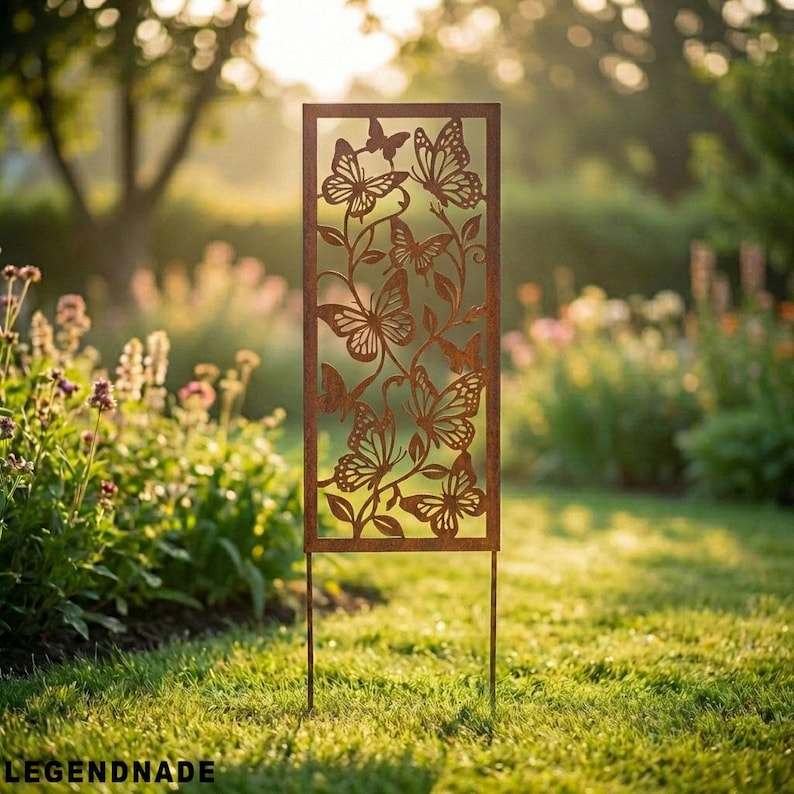 Personalized Butterfly Metal Garden Panel, Steel Outdoor Privacy Screen ...