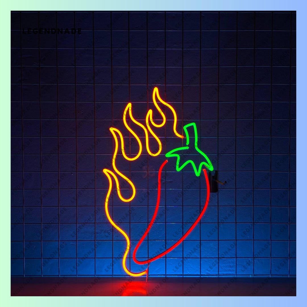 Fire Chili Neon Sign, Chili Pepper Led Sign, Chilli Led Light, Spicy ...