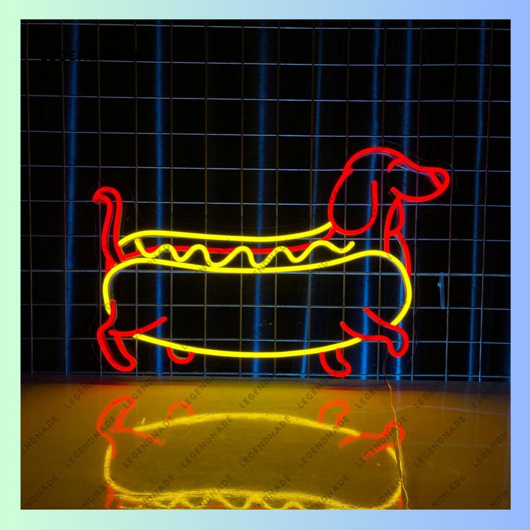 Dachshund Hot Dog Neon Sign, Dachshund Dog Led Sign, Hot Dog Led Light ...
