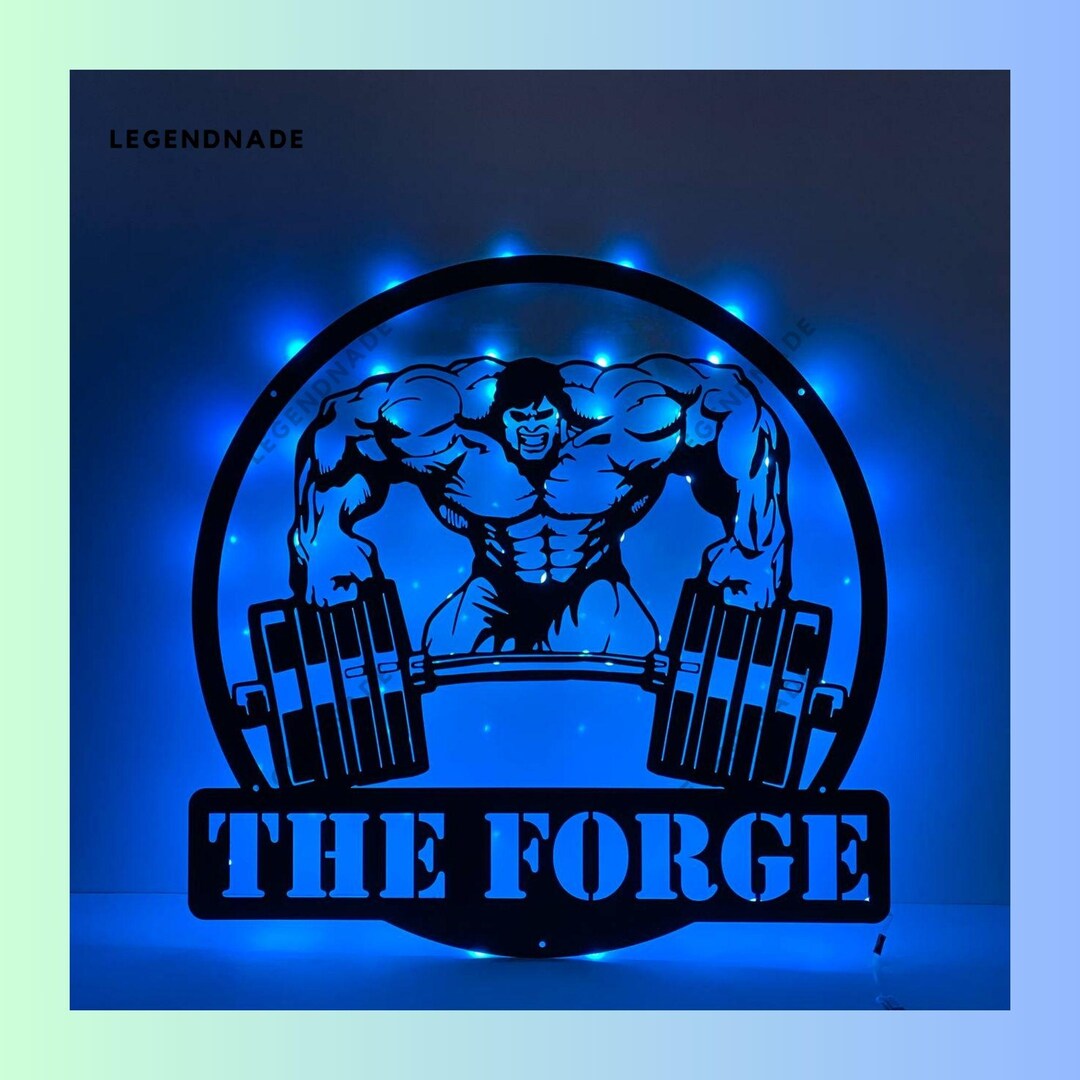 Personalized Powerlifting Metal Sign, Weightlifting Metal Light ...