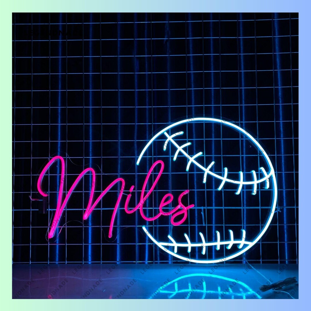 Baseball Neon Sign, Baseball Ball Sign, Baseball Player Name Led Light ...