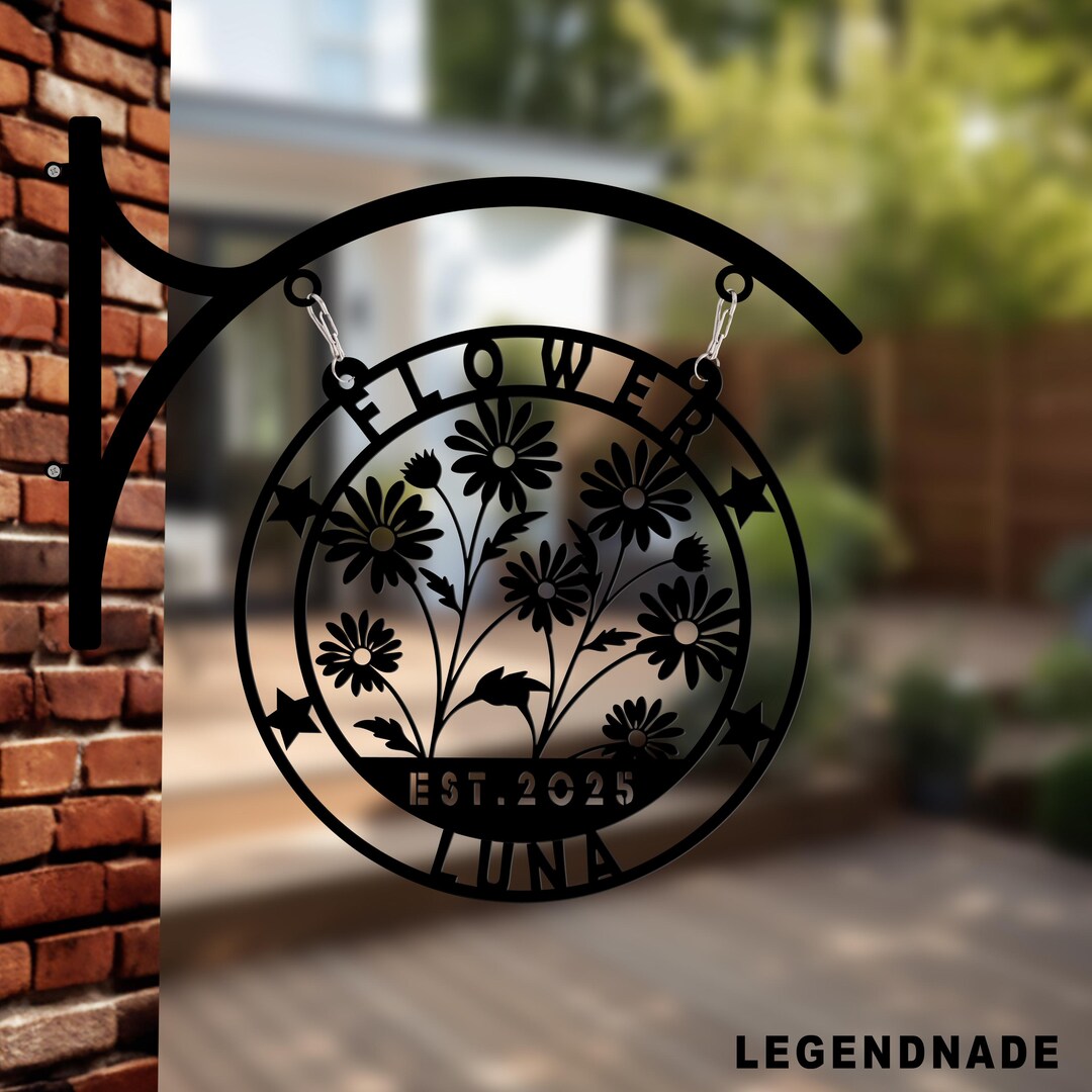 Personalized Flower Shop Hanging Sign, Flower Store Metal Blade Sign ...