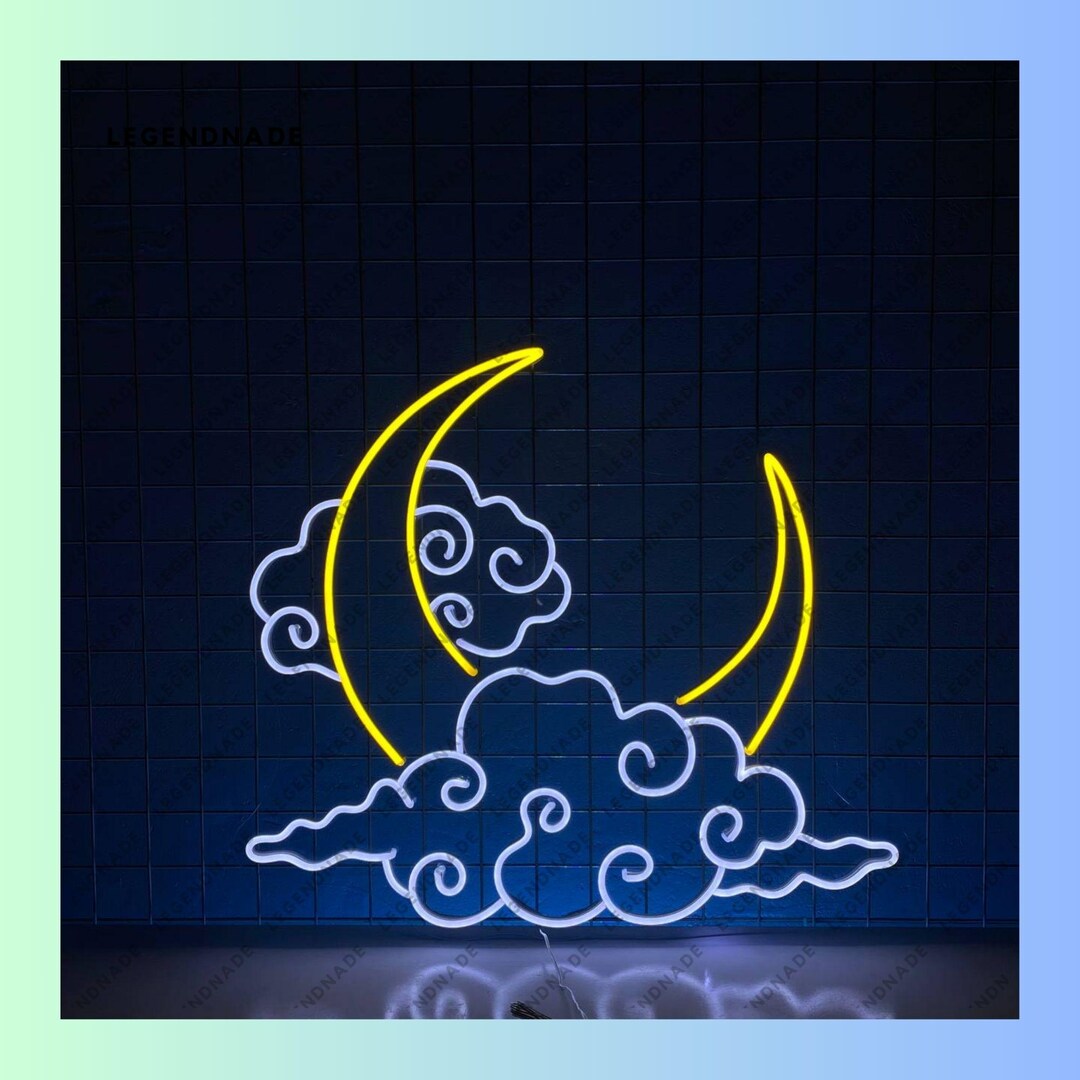 Moon Cloud Neon Sign, Moon Cloud Led Sign, Cloud Moon Led Light, Magic ...
