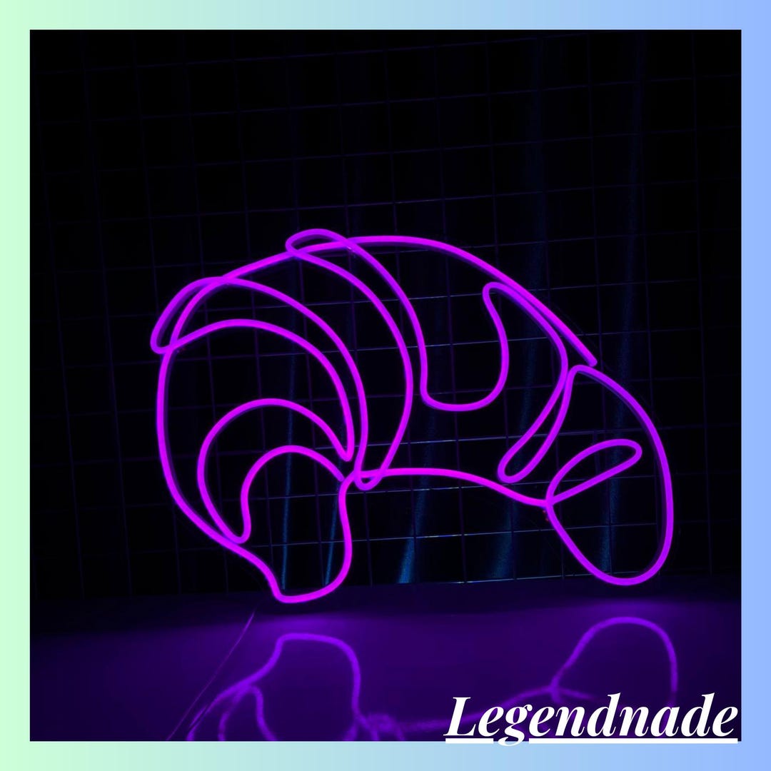 Croissant Neon Sign, Croissant Led Sign, Bakery Led Light, Croissant ...