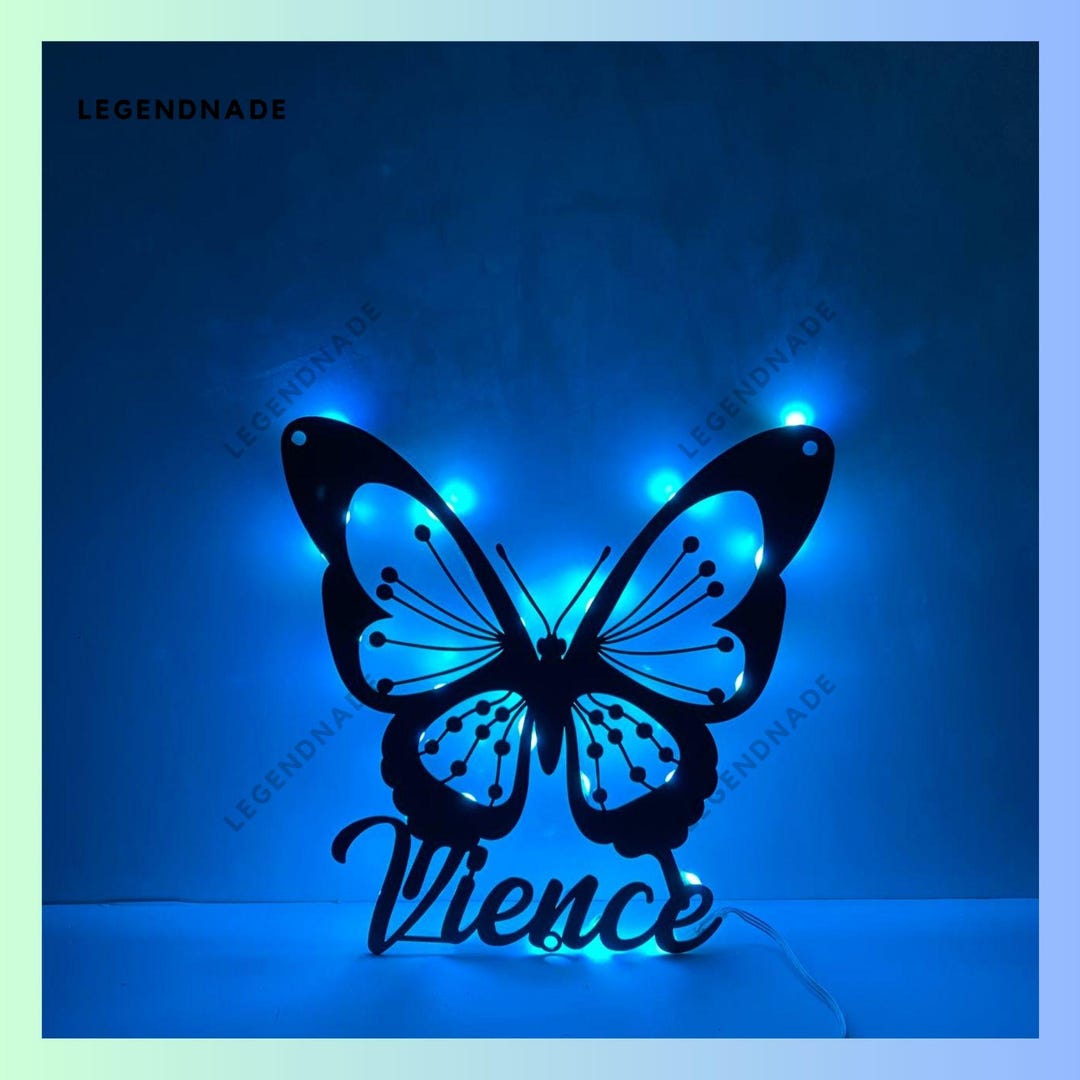Personalized Butterfly Metal Sign, Butterfly Metal Light, Butterfly Led ...