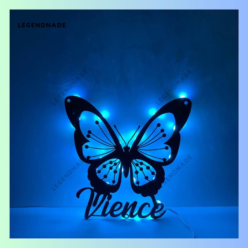 Personalized Butterfly Metal Sign, Butterfly Metal Light, Butterfly Led ...