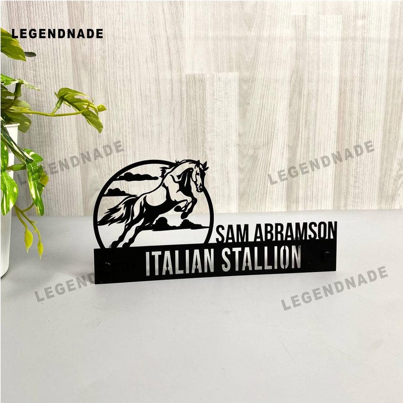 Custom Horse Desk Name Plate, Metal Horse Office Sign, Horse Theme Name ...
