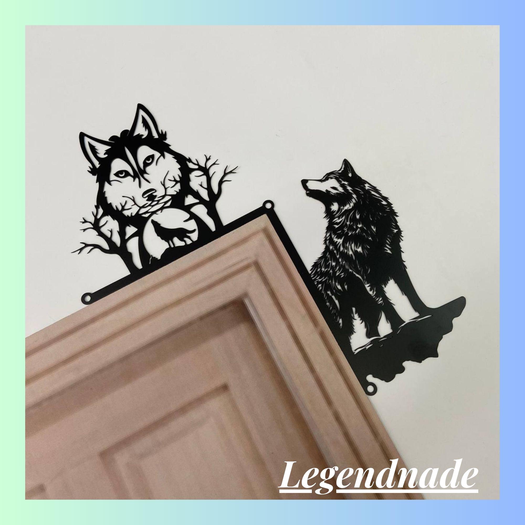 Personalized Wolf Door Corner Metal Sign, Wolf Metal Door Topper, Wolf ...