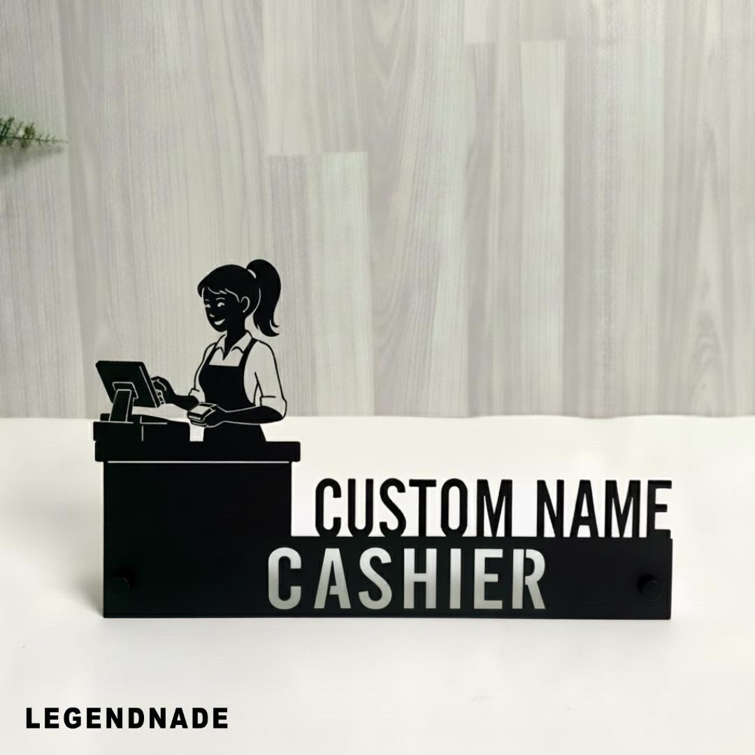 Cashier Metal Name Plate: Custom Office Sign, Desk Decor - Etsy