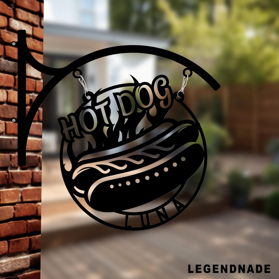 Personalized Hot Dog Hanging Sign, Hot Dog Metal Blade Sign, Hot Dog ...