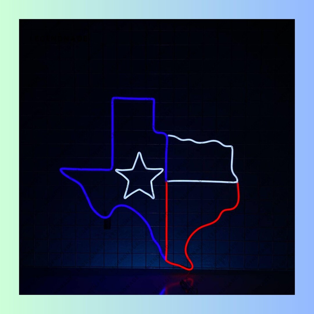 Texas Map Neon Sign, Texas Map Line Art Led Sign, Texas Map Led Light ...