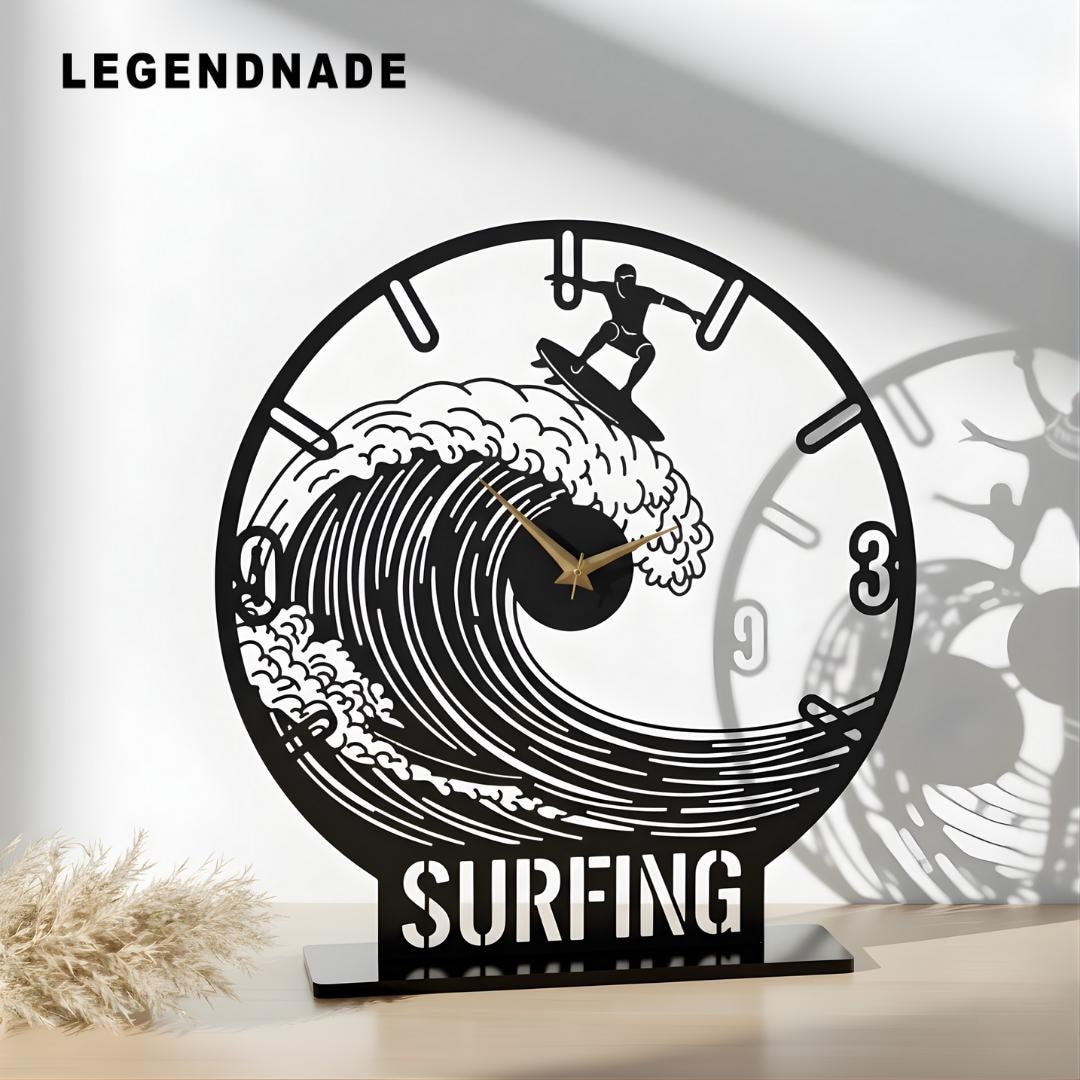 Surfing Metal Table Clock: Surf Wave Desk Clock, Surfer Gift for Him ...