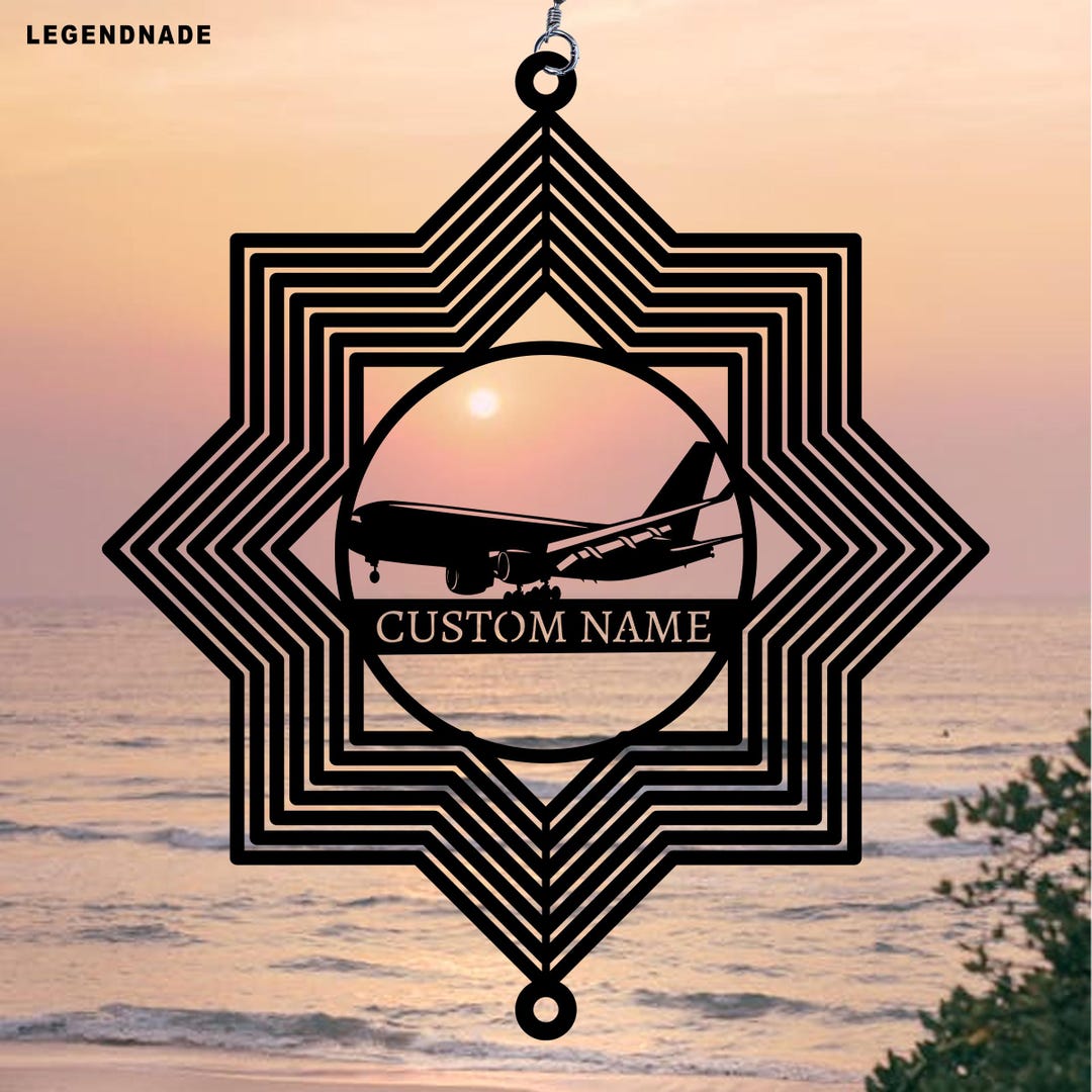 Personalized Airplane Wind Spinner Laser Cut, Custom Metal Garden Decor ...