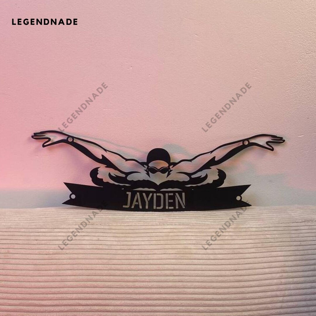 Personalized Man Swimmer Metal Sign, Swimming Metal Light, Swim Sport ...