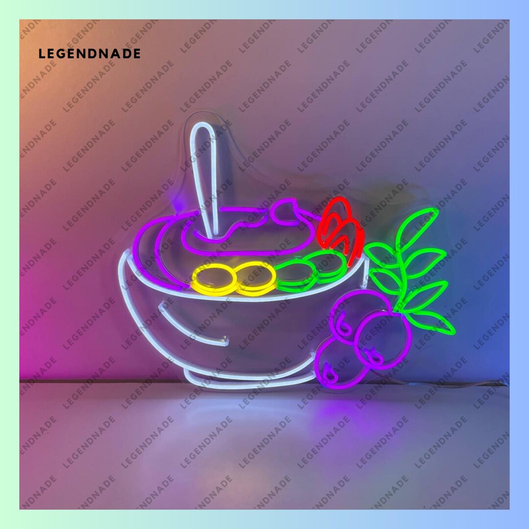 Acai Bowl Neon Sign, Acai Fruit Led Sign, Acai Store Led Light, Acai ...