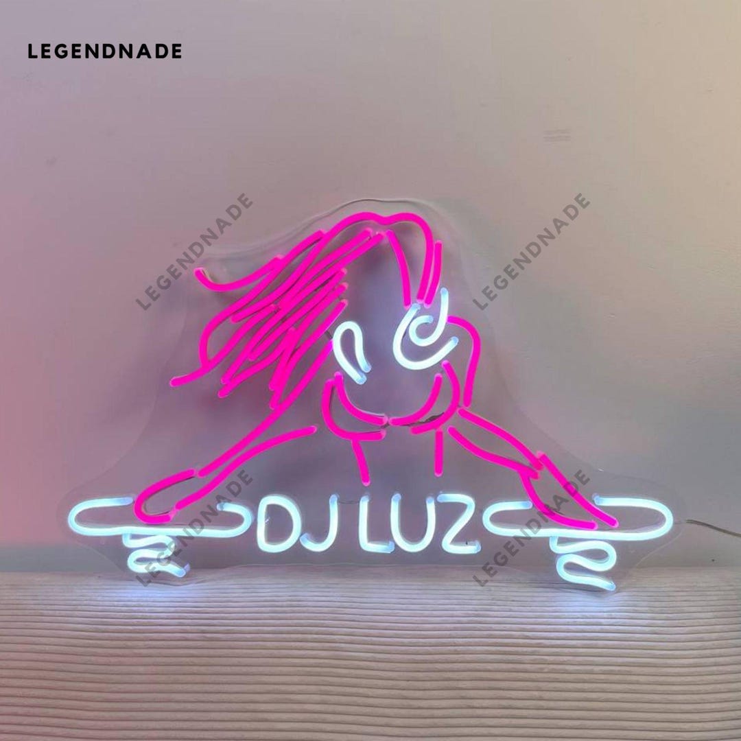 Girl DJ Neon Sign, Music Player Led Sign, DJ Line Art Led Light, DJ ...