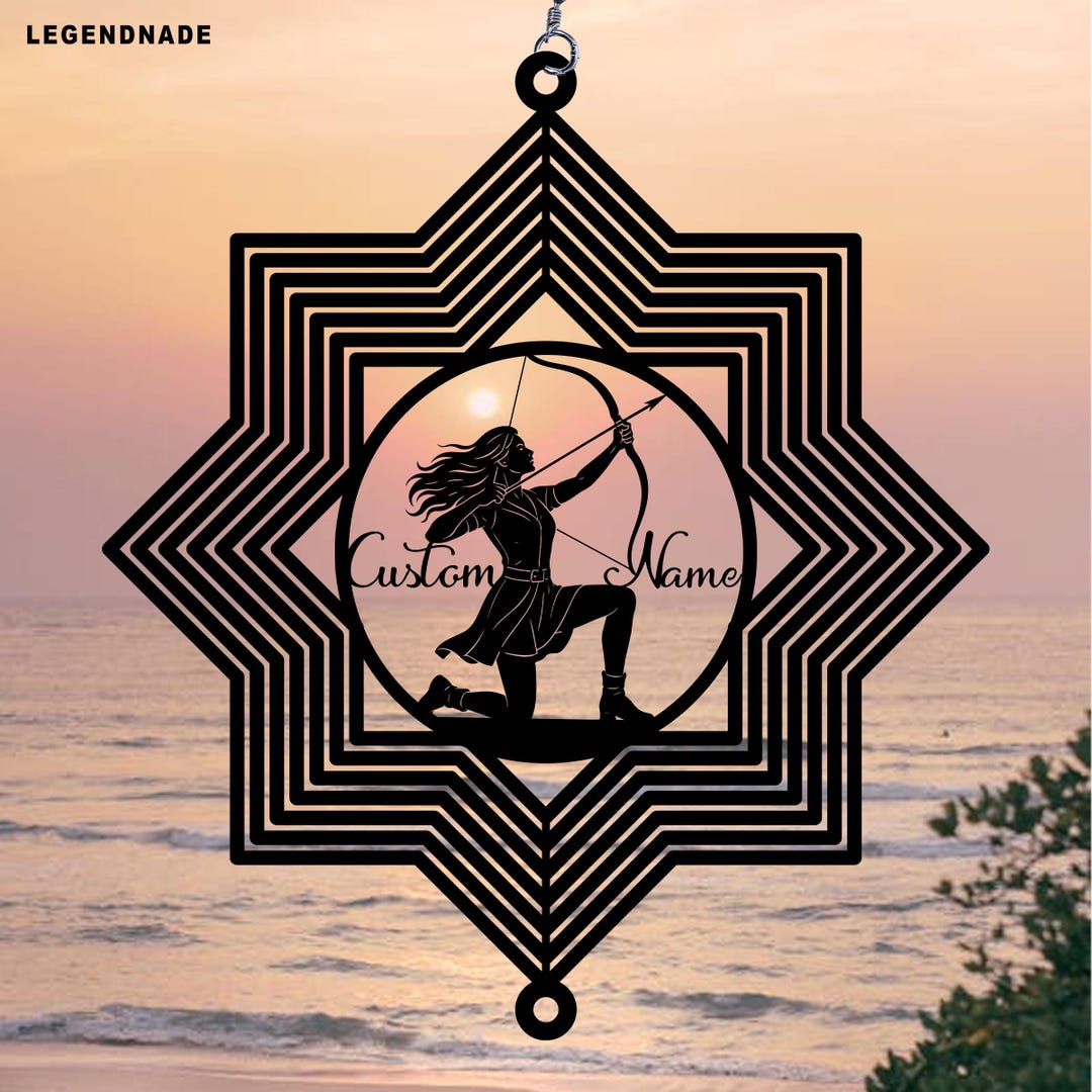 Personalized Archer Wind Spinner Laser Cut, Female Archer Yard Art ...
