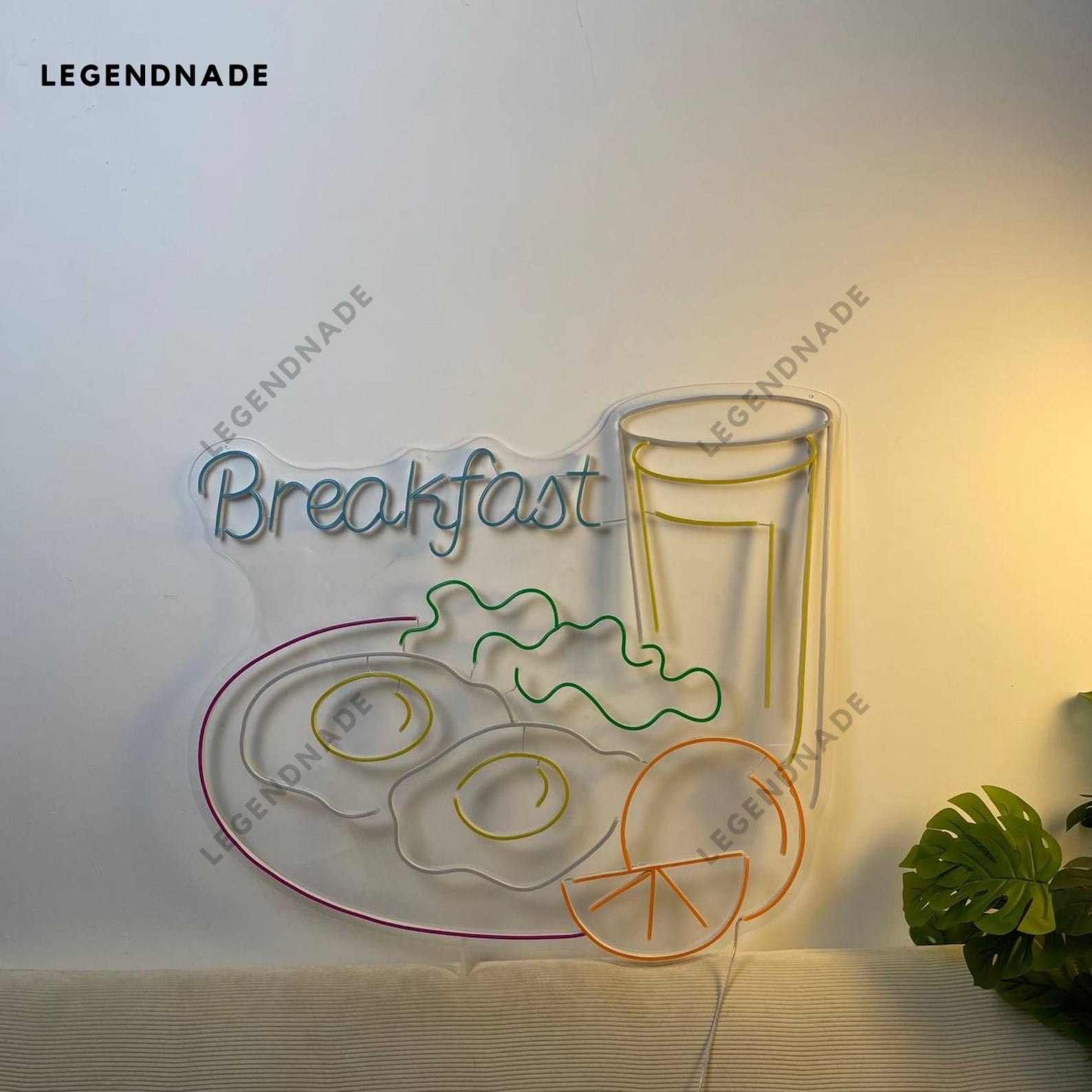 Breakfast Neon Sign, Fried Eggs With Orange Juice Led Sign, Fried Egg ...