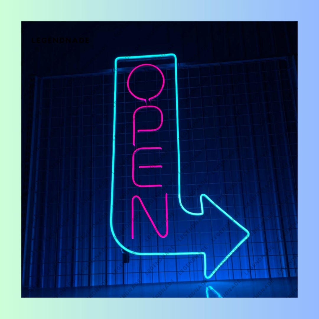 Open Direction Row Neon Sign, Open Logo Led Sign, Open Text Led Light ...