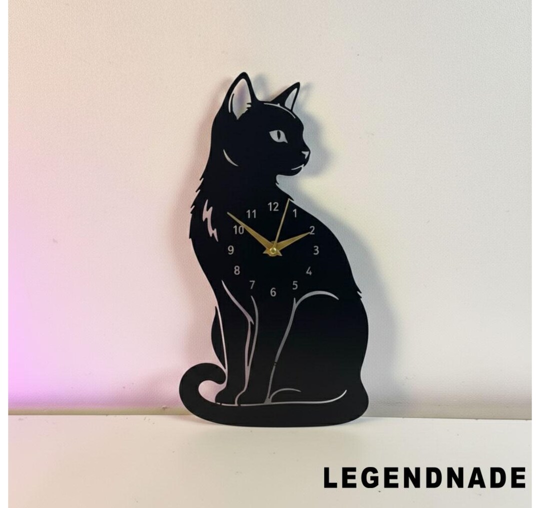 Cat Metal Wall Clock, Cat Wall Decor for Pet Lovers, Metal Cat Art ...