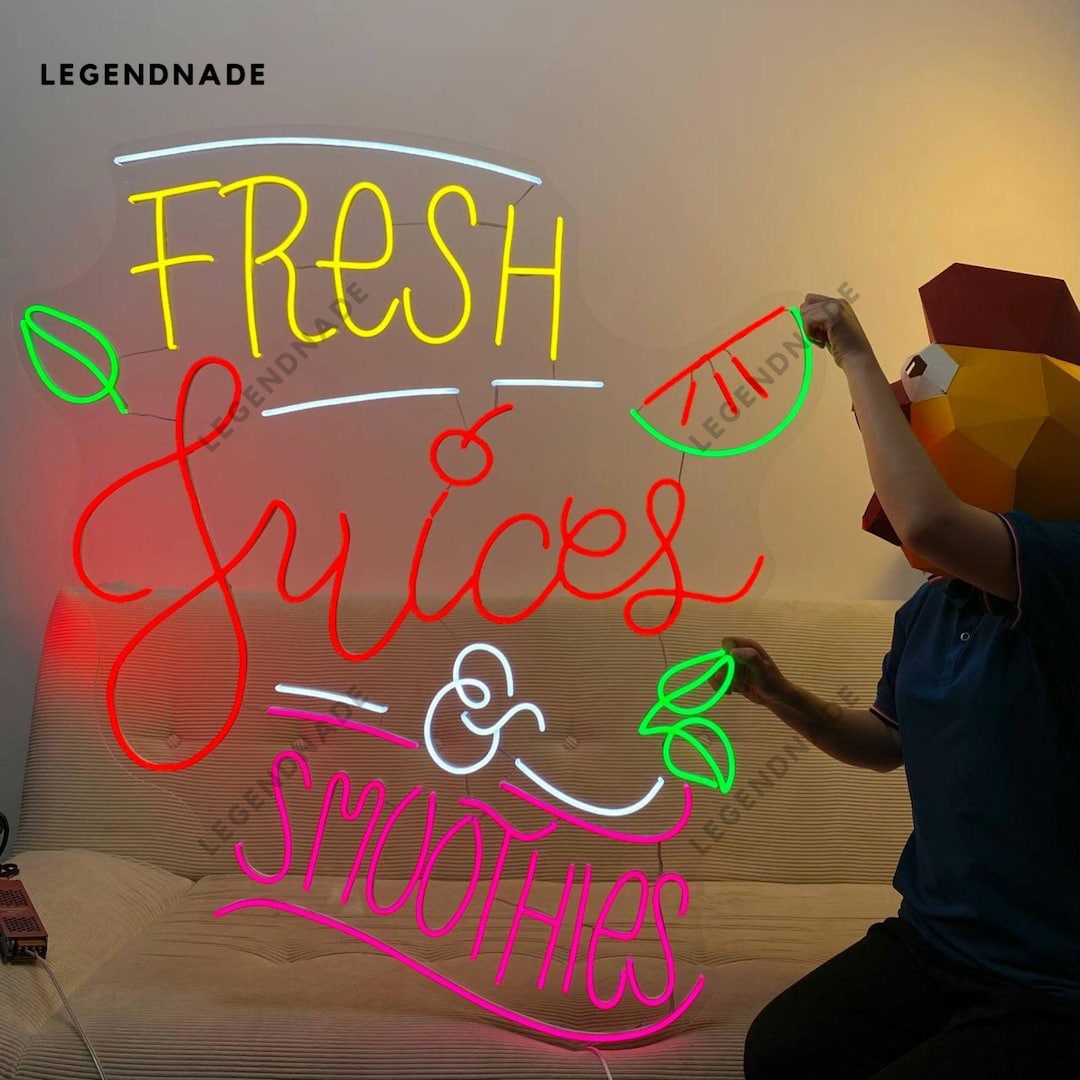 Fresh Juices & Smoothies Neon Sign, Smoothies Led Sign, Juice Bar Led ...
