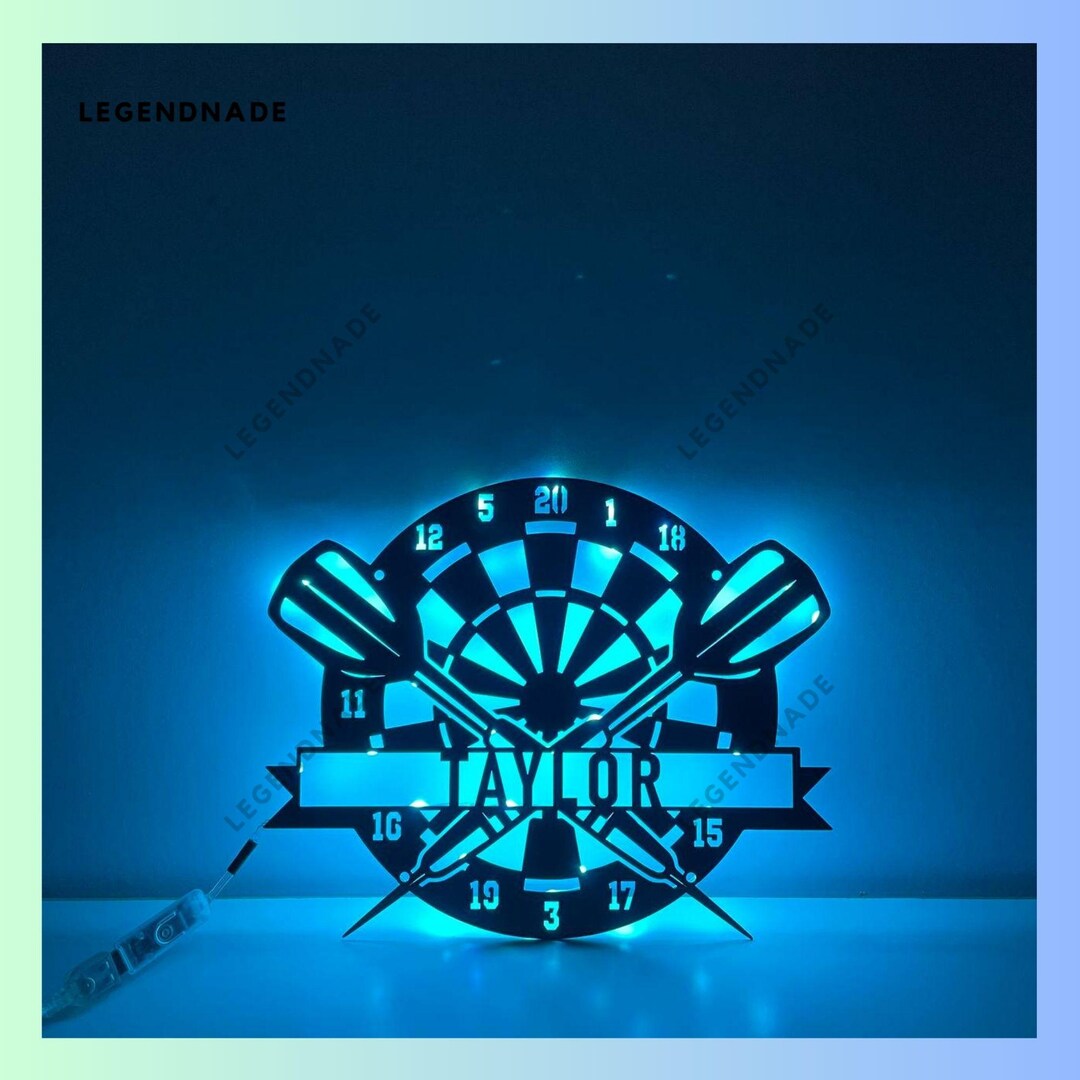 Personalized Dart Metal Sign, Dartboard Metal Light, Dart Led Sign ...