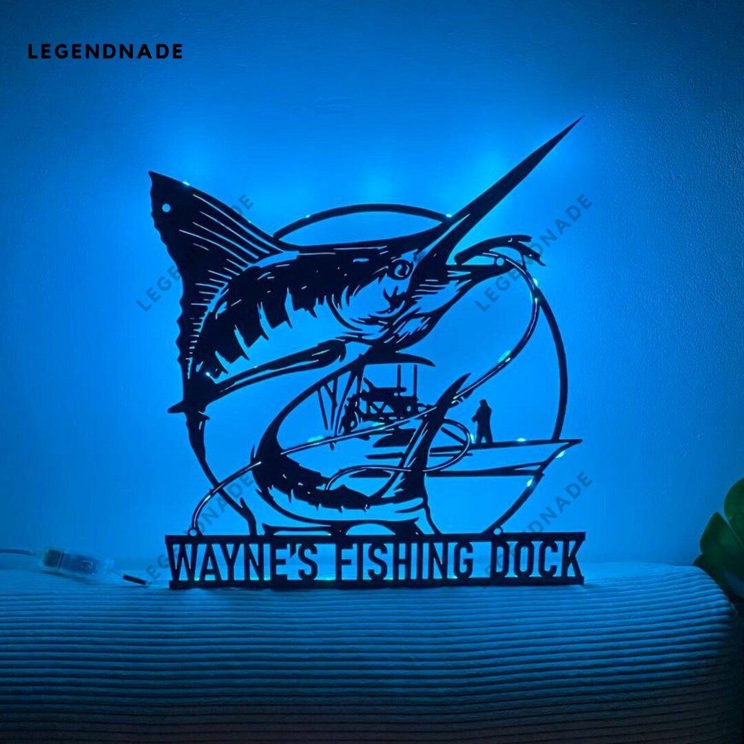 Personalized Marlin Fish Metal Sign, Marlin Fish Metal Light, Fishing ...