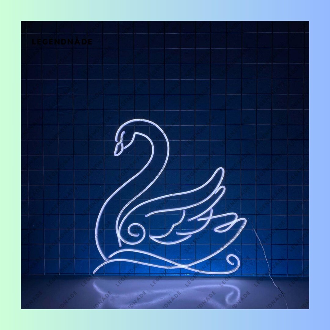 Swan Line Art Neon Sign, Swan Line Led Sign, Swan Led Light, Swan ...